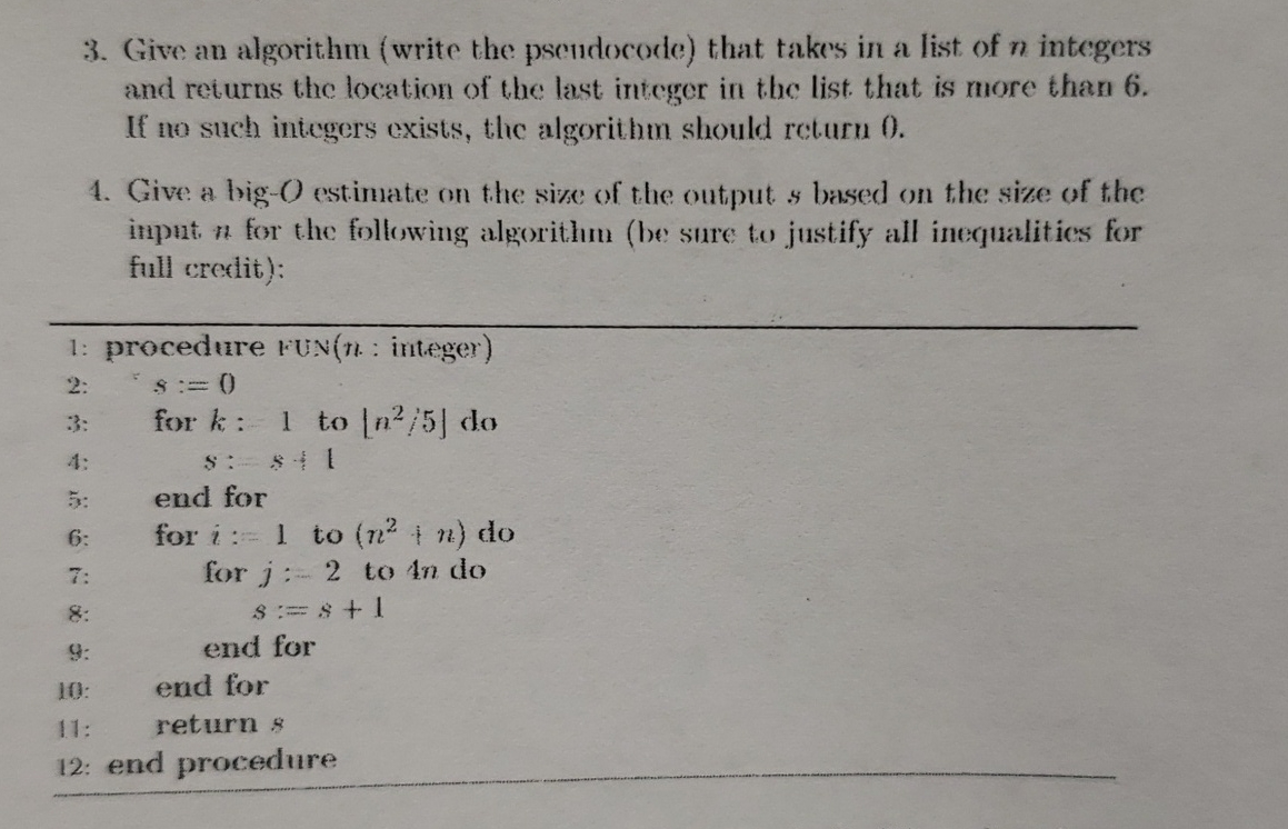 Solved Give an algorithm (write the psendocode) ﻿that take's | Chegg.com