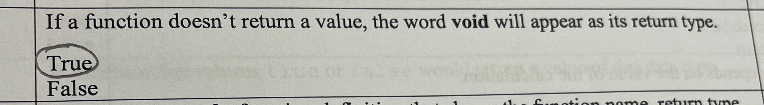 Solved If a function doesn't return a value, the word void | Chegg.com