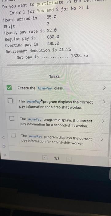 Solved Create the AcmePay program for Acme Parts, which runs | Chegg.com