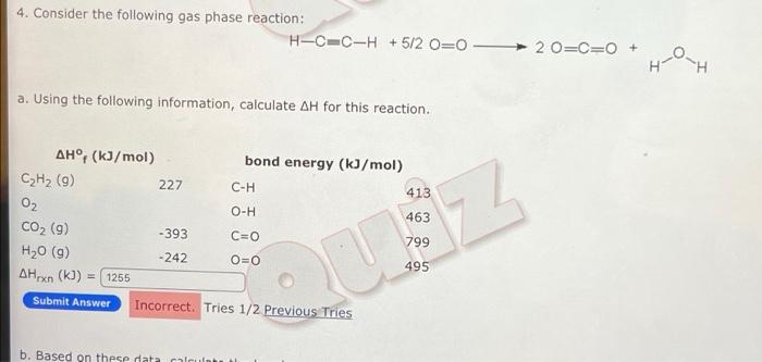 Solved 4. Consider the following gas phase reaction: a. | Chegg.com