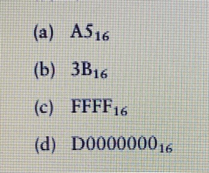 Solved Convert the following hexadecimal numbers to unsigned | Chegg.com