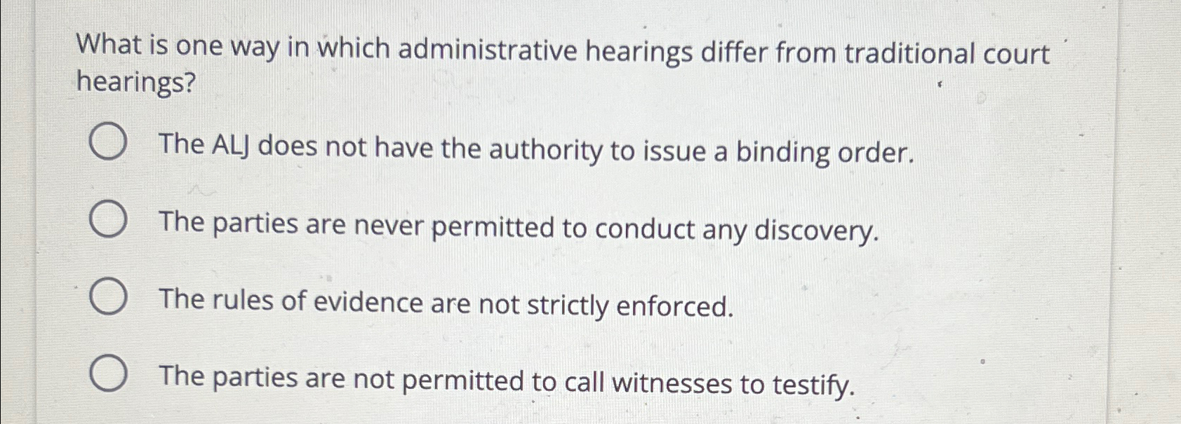 Solved What is one way in which administrative hearings | Chegg.com
