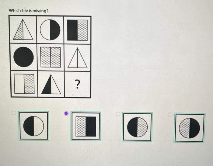 Solved Which tile is missing? | Chegg.com Solved Which tile is missing? | Chegg.com