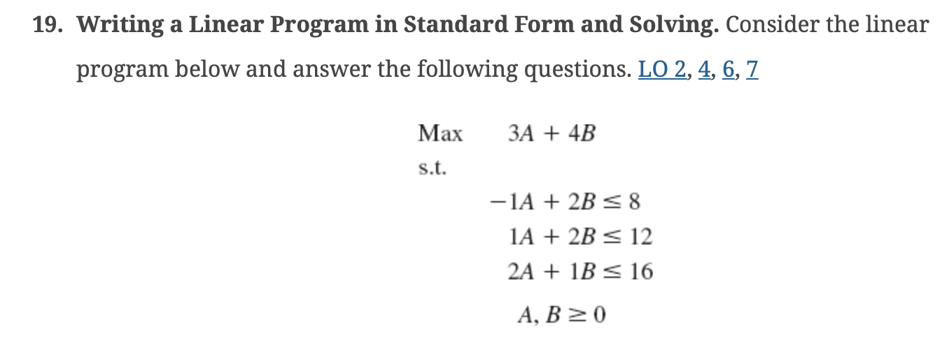 Solved Writing a Linear Program in Standard Form and | Chegg.com