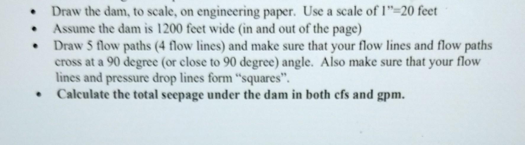 Solved - Draw the dam, to scale, on engineering paper. Use a | Chegg.com