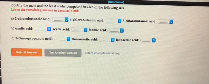 Solved [References Identify the most and the least acidic | Chegg.com