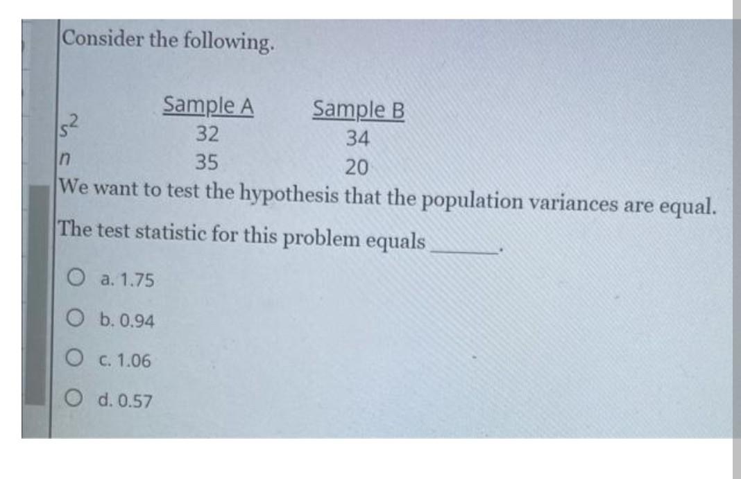 Solved Consider the following. We want to test the | Chegg.com