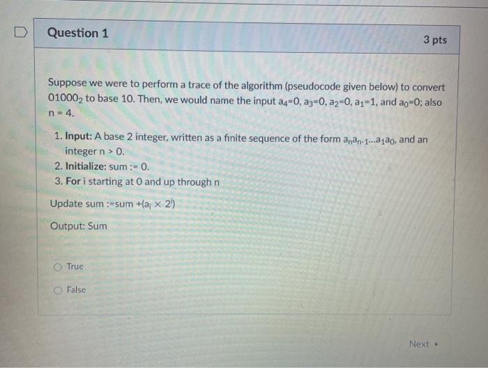 Solved D Question 1 3 pts Suppose we were to perform a trace | Chegg.com