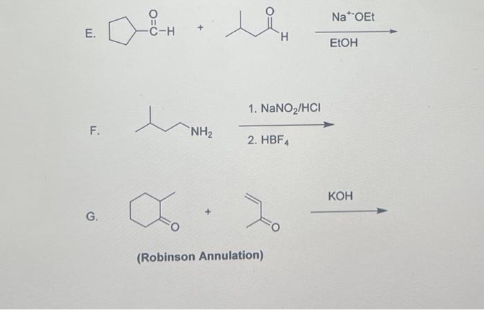 Solved 2. HBF4 1. NaNO2/HCl 0 KOH (Robinson Annulation) | Chegg.com