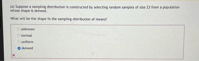Solved (a) Suppose a sampling distribution is constructed by | Chegg.com