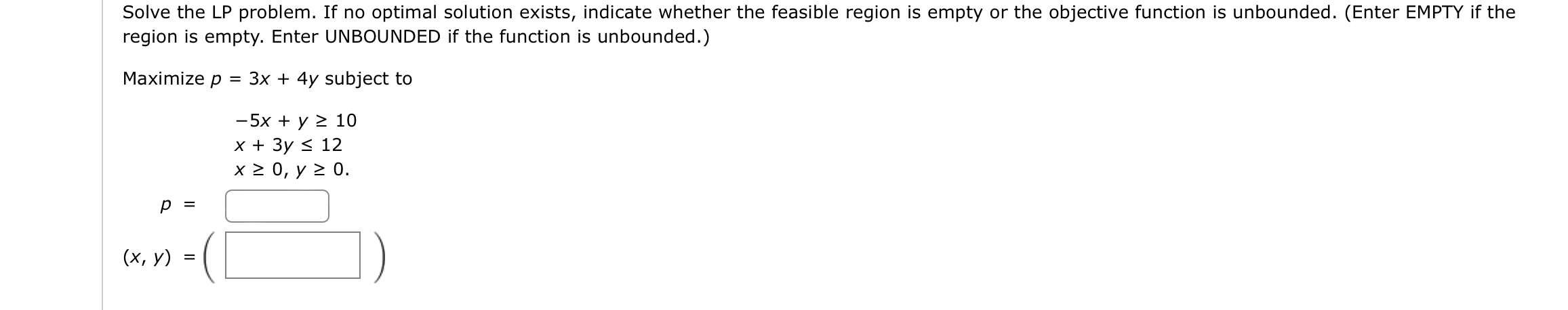 Solved Solve the LP problem. If no optimal solution exists, | Chegg.com