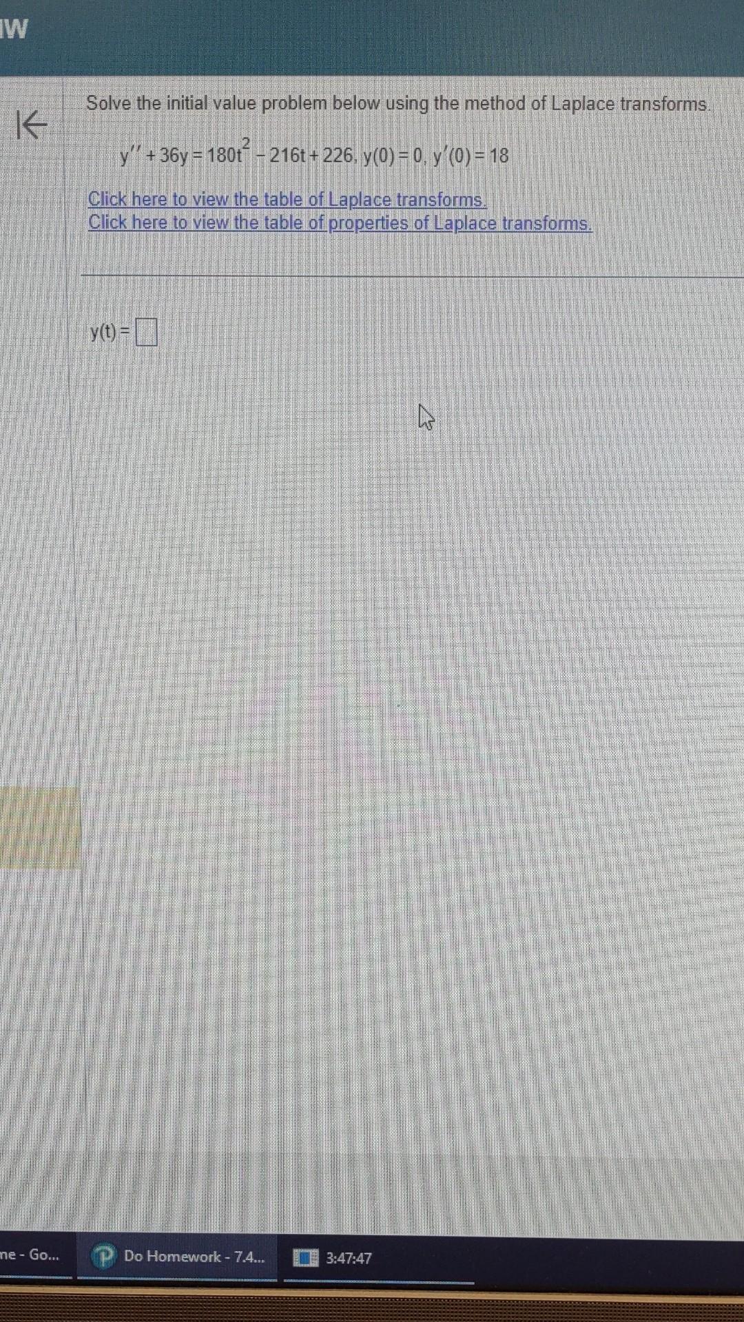 Solved Solve the initial value problem below using the | Chegg.com