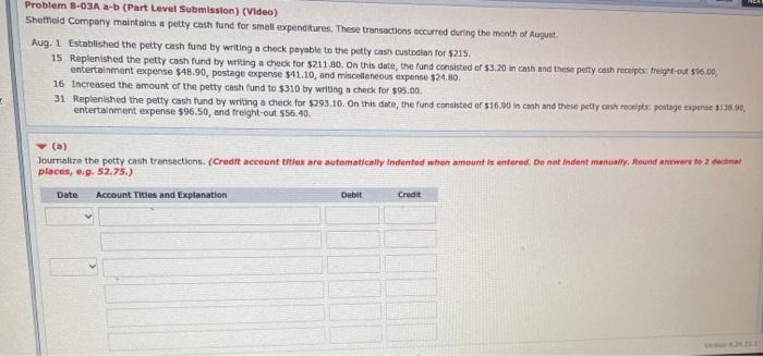 Solved Problem 3-03A a-b (Part Level Submission) (Video) | Chegg.com