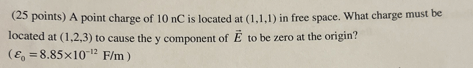 Solved (25 ﻿points) ﻿A point charge of 10 ﻿nC is located at | Chegg.com