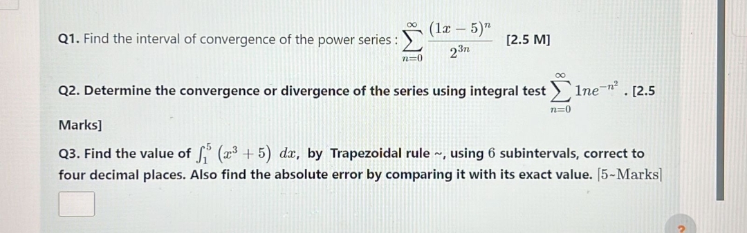 Solved Q1. ﻿Find the interval of convergence of the power | Chegg.com