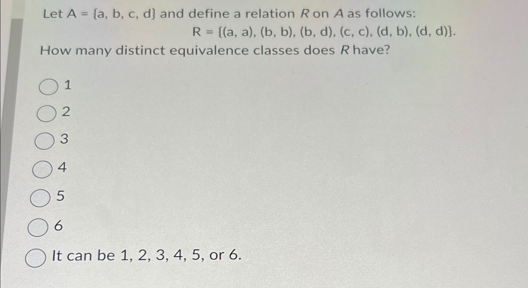 Solved Let A={a,b,c,d} ﻿and define a relation R ﻿on A ﻿as | Chegg.com