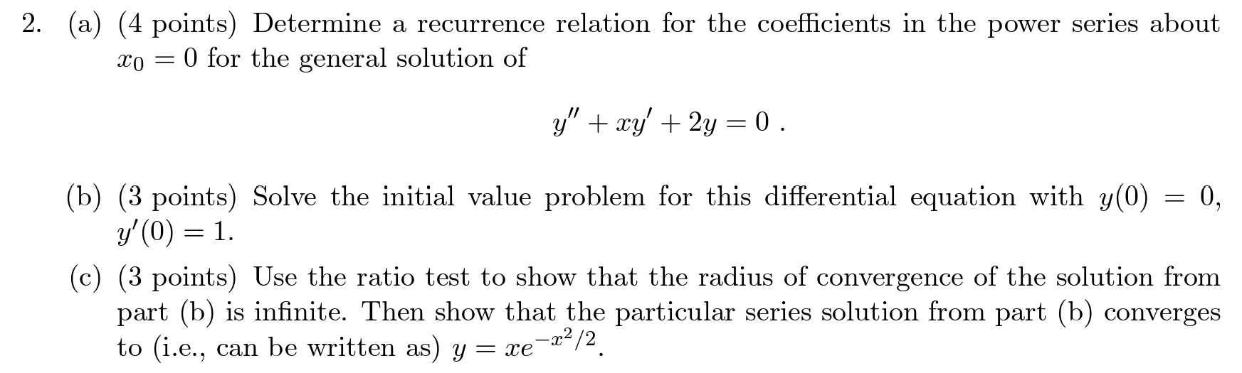 Solved (a) (4 ﻿points) ﻿Determine a recurrence relation for | Chegg.com