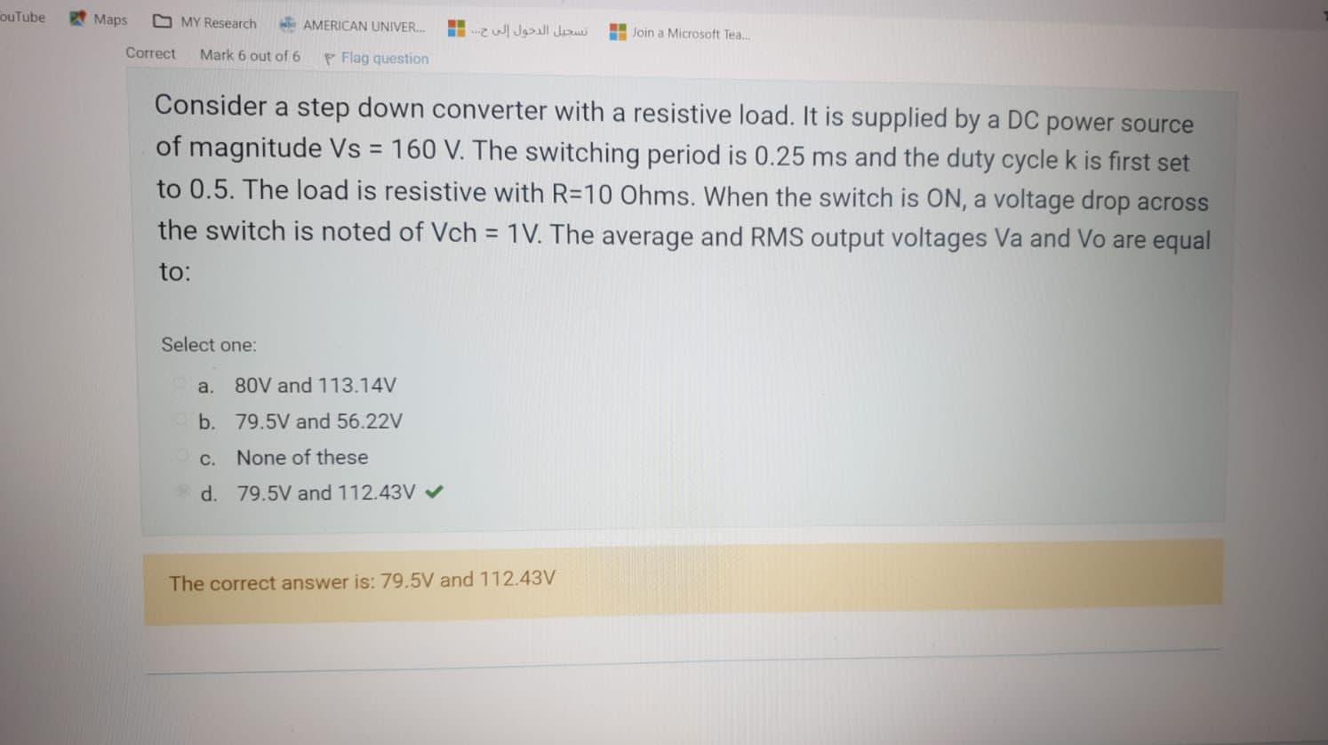 Solved Consider a step down converter with a resistive load. | Chegg.com