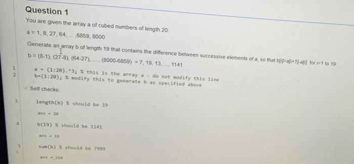 Solved Question 1 You are given the array a of cubed numbers | Chegg.com