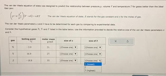 Solved The van der Waals equation of state was designed to | Chegg.com