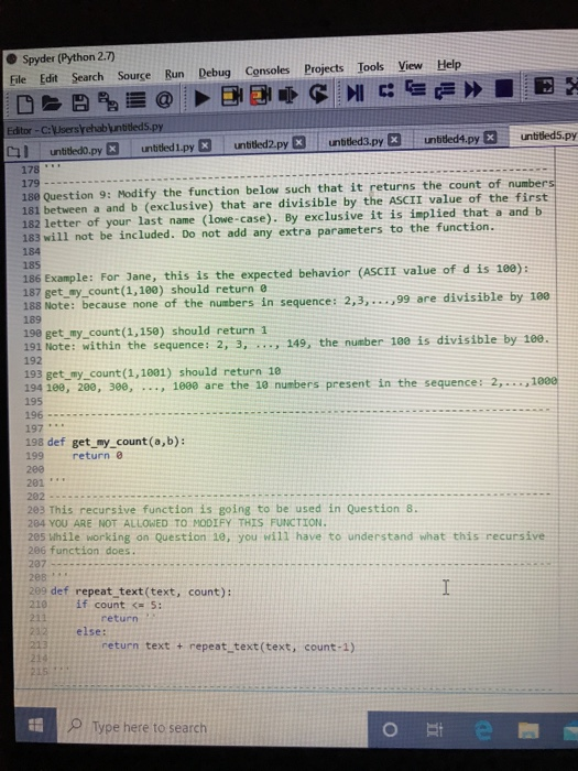 Solved Spyder (Python 2.7) File Edit Search Source Bun Debug | Chegg.com