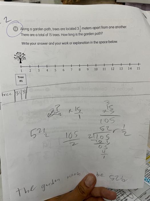 Solved 2 Along a garden path, trees are located 3 meters | Chegg.com