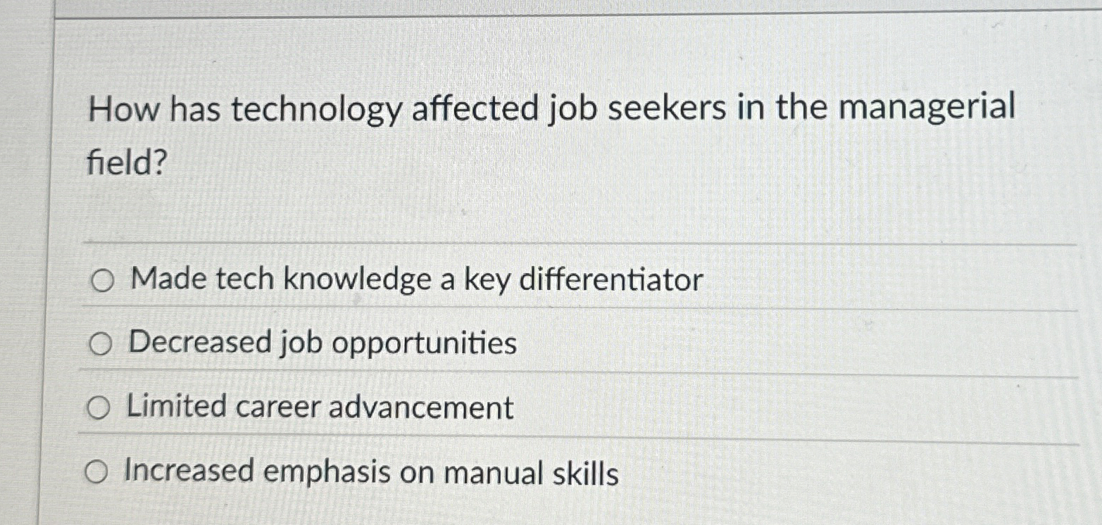 Solved How has technology affected job seekers in the | Chegg.com
