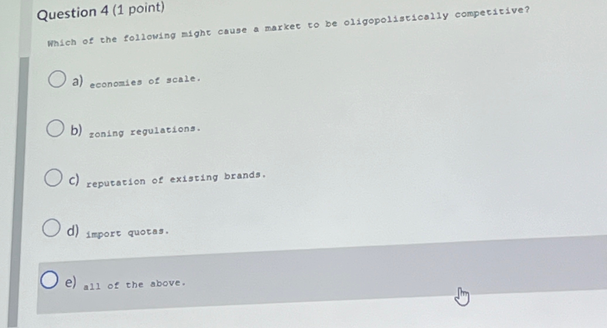 Solved Question 4 (1 ﻿point)Which of the following might | Chegg.com