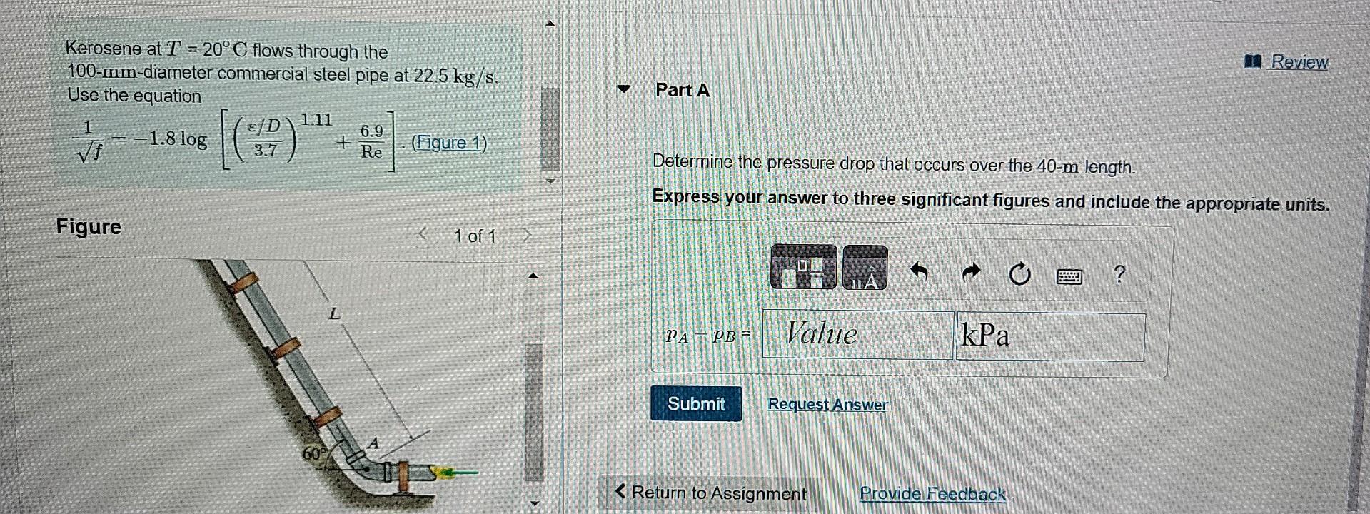 Solved Kerosene at I=20∘ C flows through the 100-mm-diameter | Chegg.com