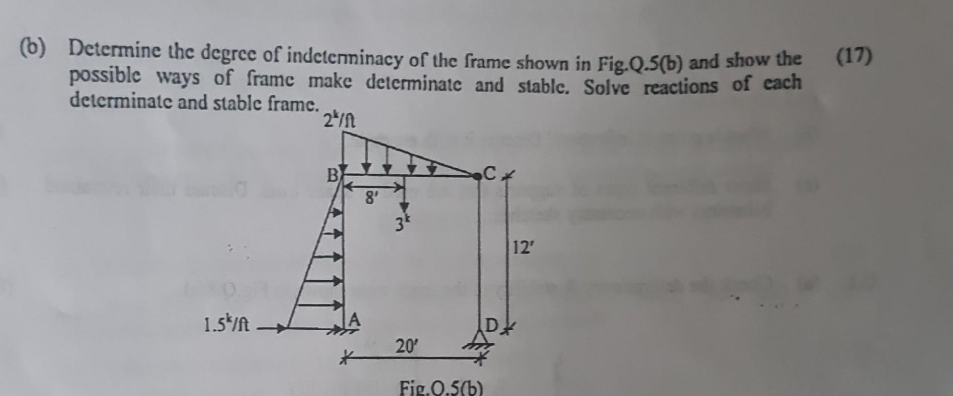Solved b) Determine the degrec of indeterminacy of the frame | Chegg.com