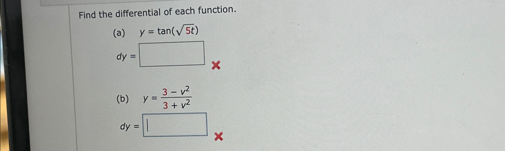 (a) ﻿Find the differential dy.y=ex10dy=(b) ﻿Evaluate | Chegg.com