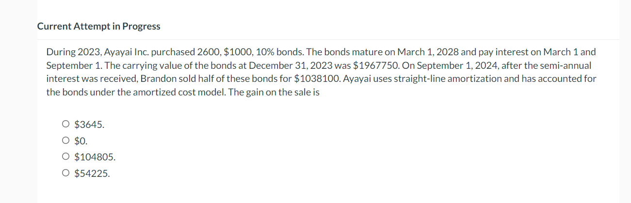 Solved Current Attempt in ProgressDuring 2023, ﻿Ayayai Inc. | Chegg.com
