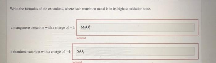 Solved Write the formulas of the oxoanions, where each | Chegg.com