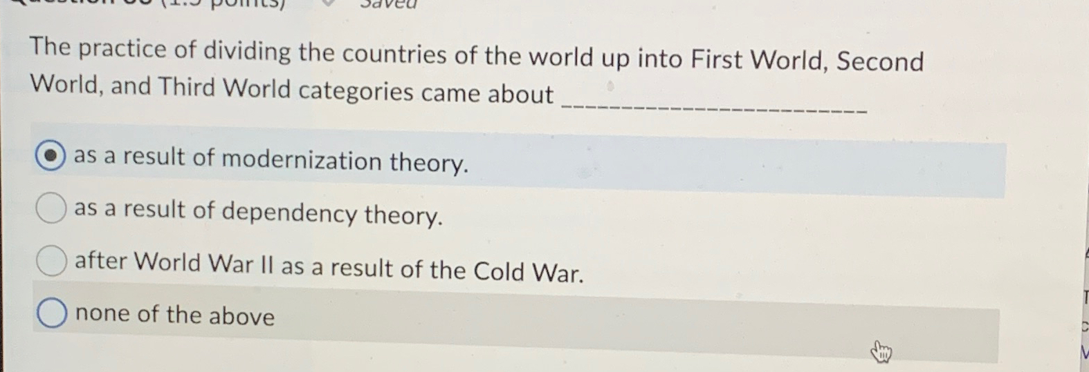 Solved The practice of dividing the countries of the world | Chegg.com