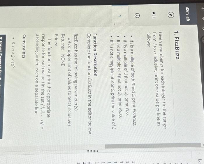 Solved Given a number n, for each integer i in the range | Chegg.com