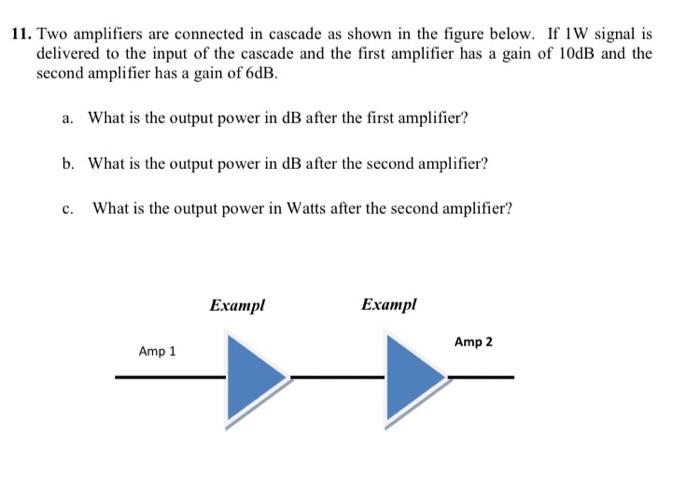 Solved 11. Two amplifiers are connected in cascade as shown | Chegg.com