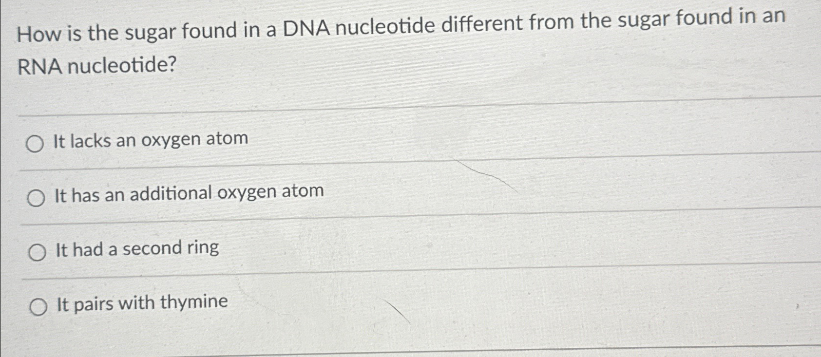 Solved How is the sugar found in a DNA nucleotide different | Chegg.com