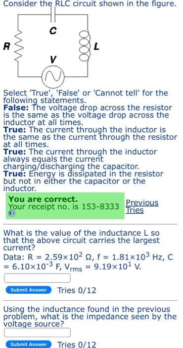 [Solved]: Consider the RLC circuit shown in the figure. Sel