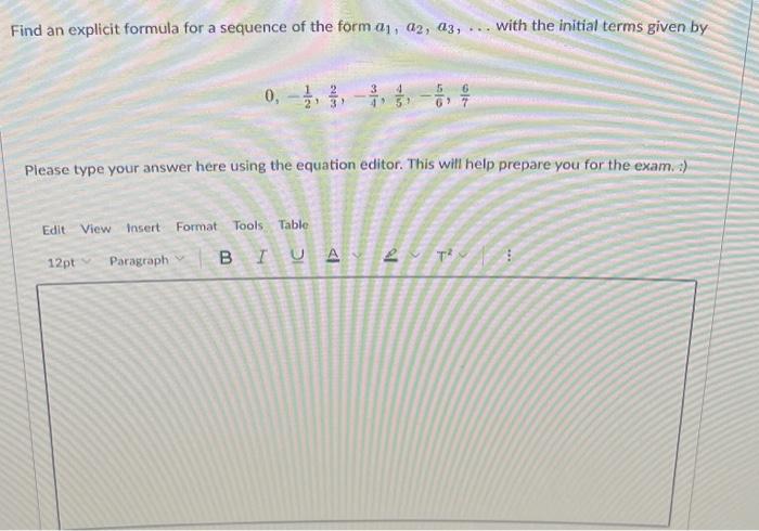 Solved Find an explicit formula for a sequence of the form | Chegg.com