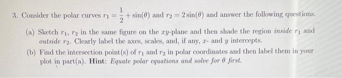 Solved 3. Consider the polar curves r1=21+sin(θ) and | Chegg.com