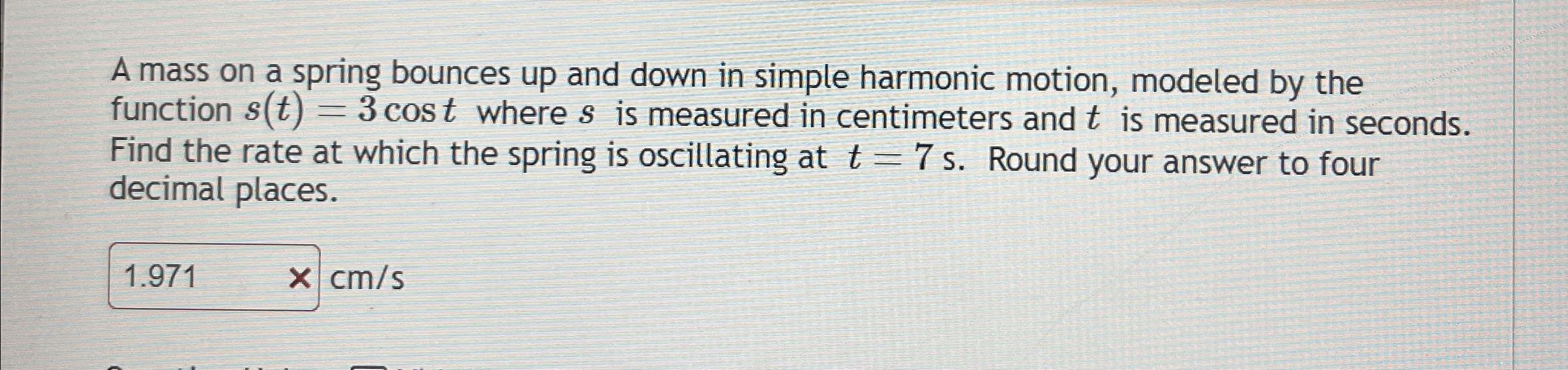Solved A mass on a spring bounces up and down in simple | Chegg.com