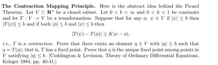 Solved The Contraction Mapping Principle. Here is the | Chegg.com