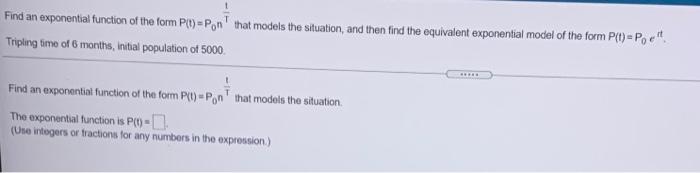 Solved Find an exponential function of the form P(1) - Pon" | Chegg.com