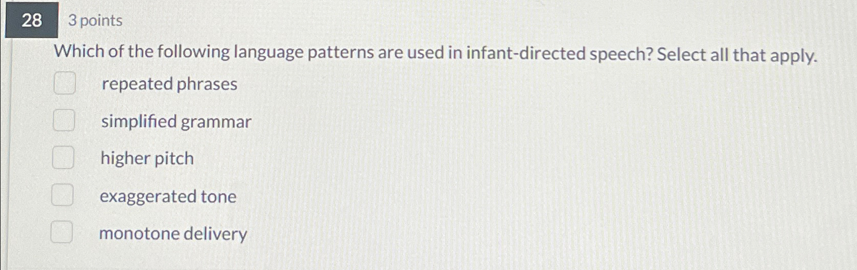 Solved 283 ﻿pointsWhich of the following language patterns | Chegg.com