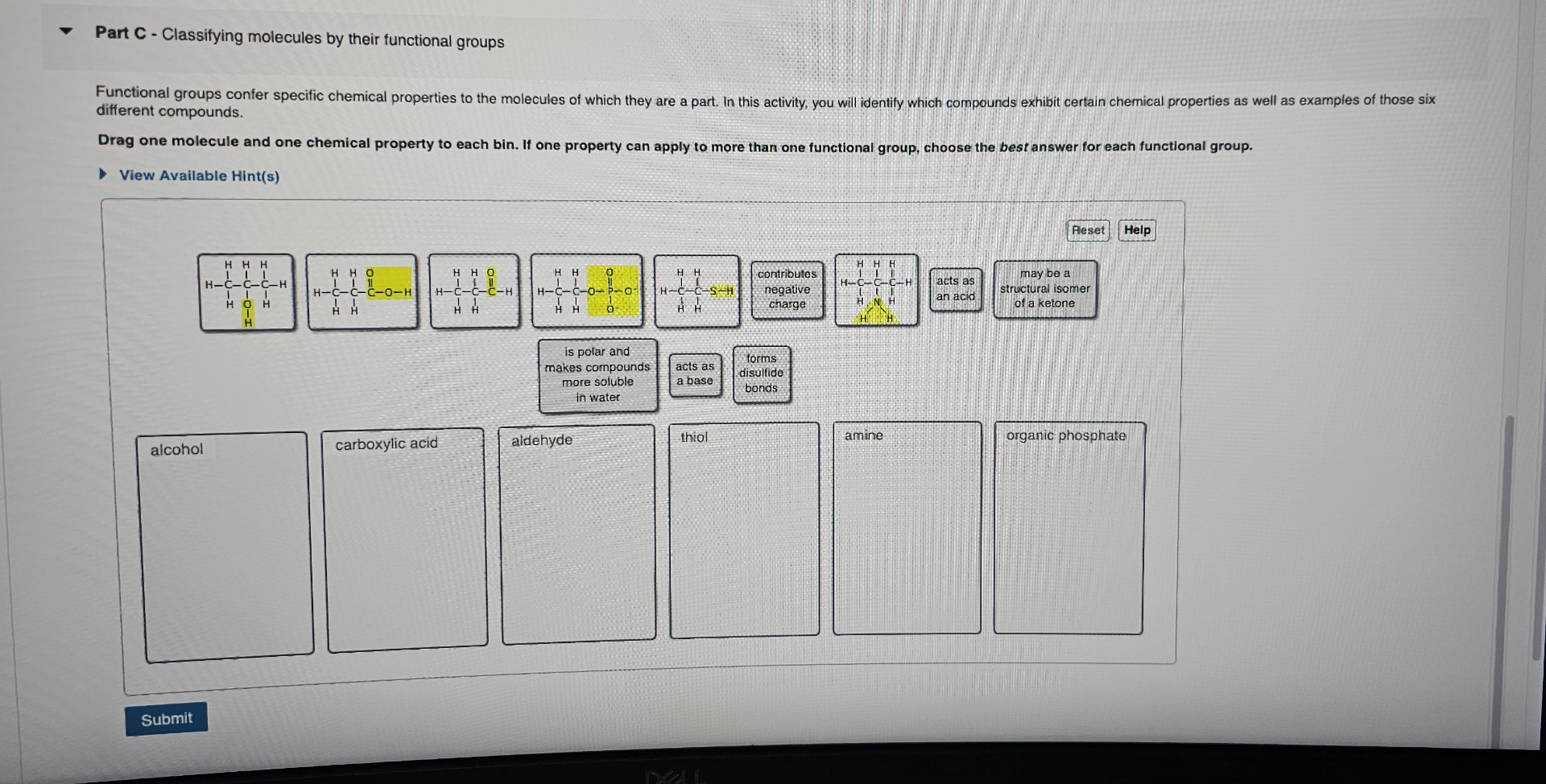 Solved Part C - ﻿Classifying molecules by their functional | Chegg.com
