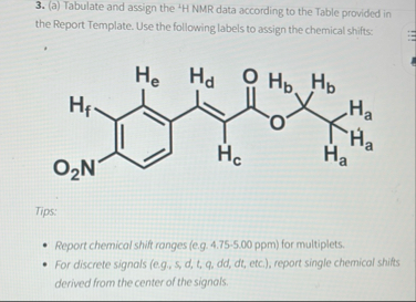 (a) ﻿Tabulate and assign the ?1H ﻿NMR data according | Chegg.com