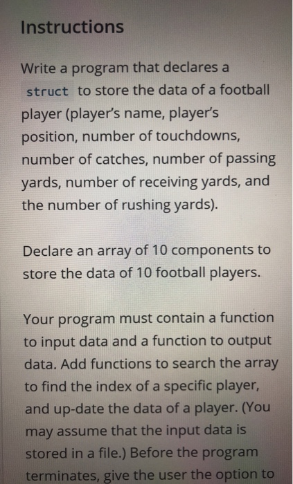 Solved Instructions Write A Program That Declares A Struct