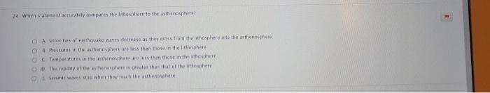 Solved 24 which statusentacrutely compares the lithosphere | Chegg.com