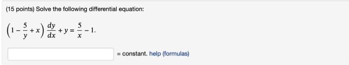 Solved (15 points) Solve the following differential | Chegg.com
