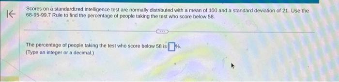 Solved Scores on a standardized intelligence test are | Chegg.com